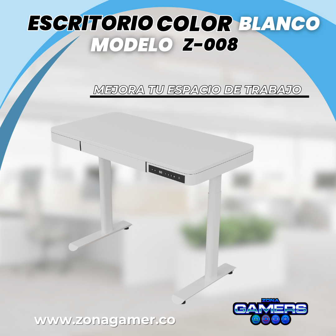 Escritorio Z-008 color blanco con motor eléctrico – ZONAGAMER